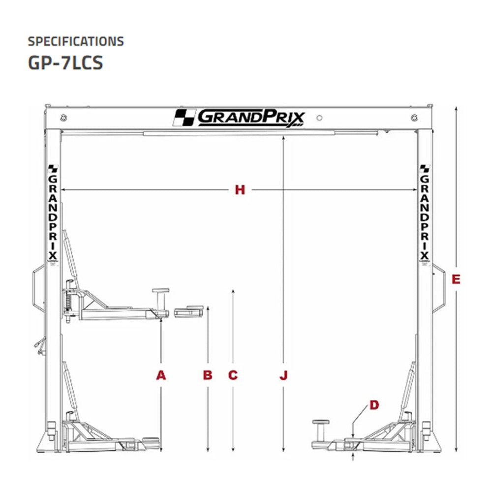 GrandPrix GP-7LCS 7,000 lbs. Capacity 2 Post Lift 106.5” Height — Würth ...