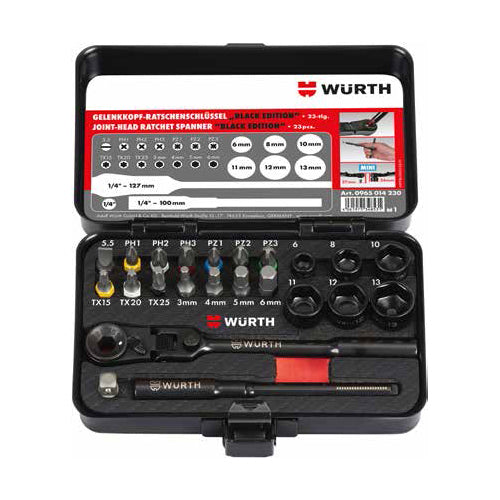 ZEBRA Jointed-Head Ratchet Spanner Assortment ¼ inch, 23 piece set ...